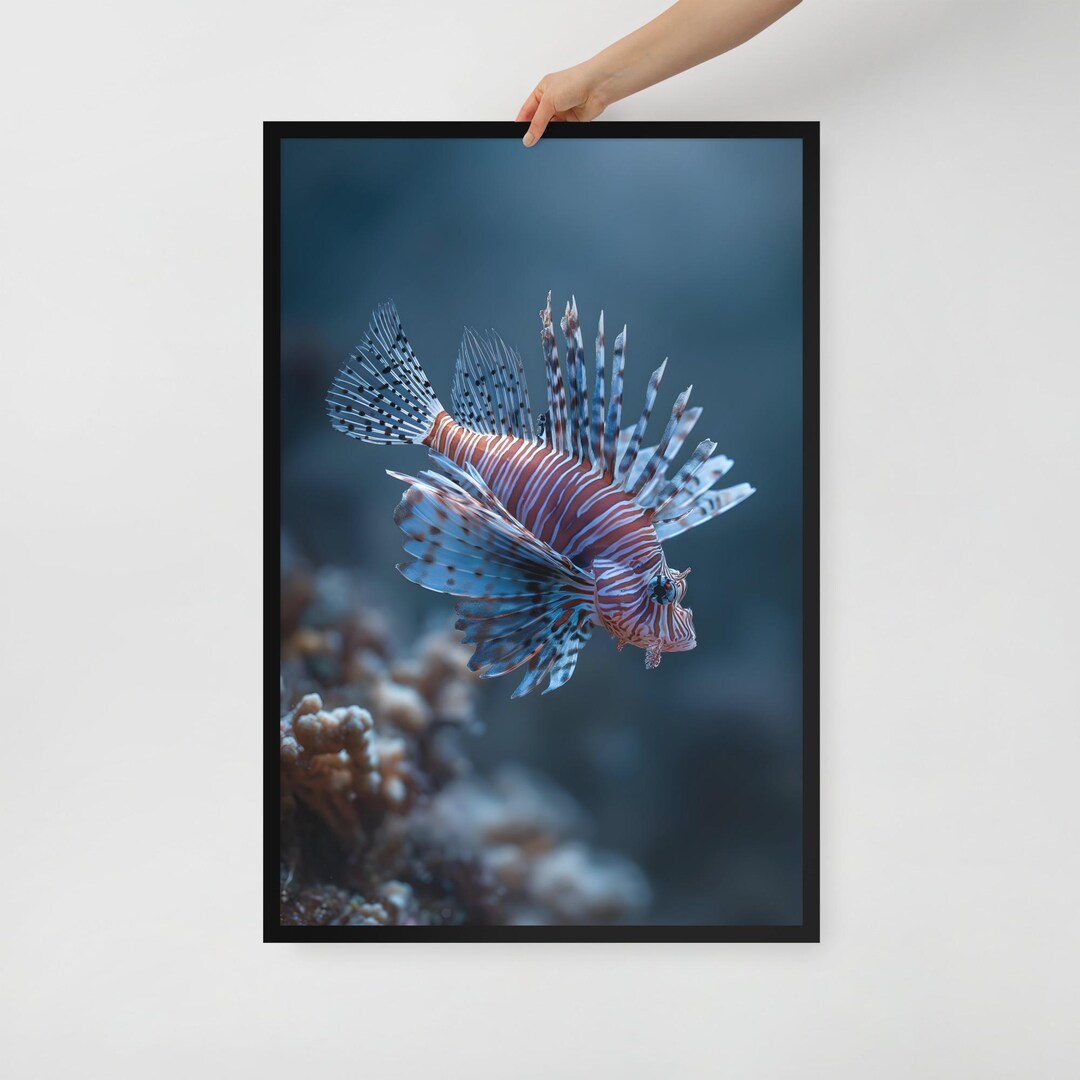 Lionfish Wall Art – Framed Poster Print – Exotic Ocean Decor or Gift ...