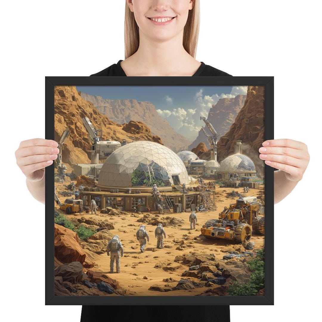 Terraformers Mars Poster – Framed Sci-fi Art of Engineers Constructing ...