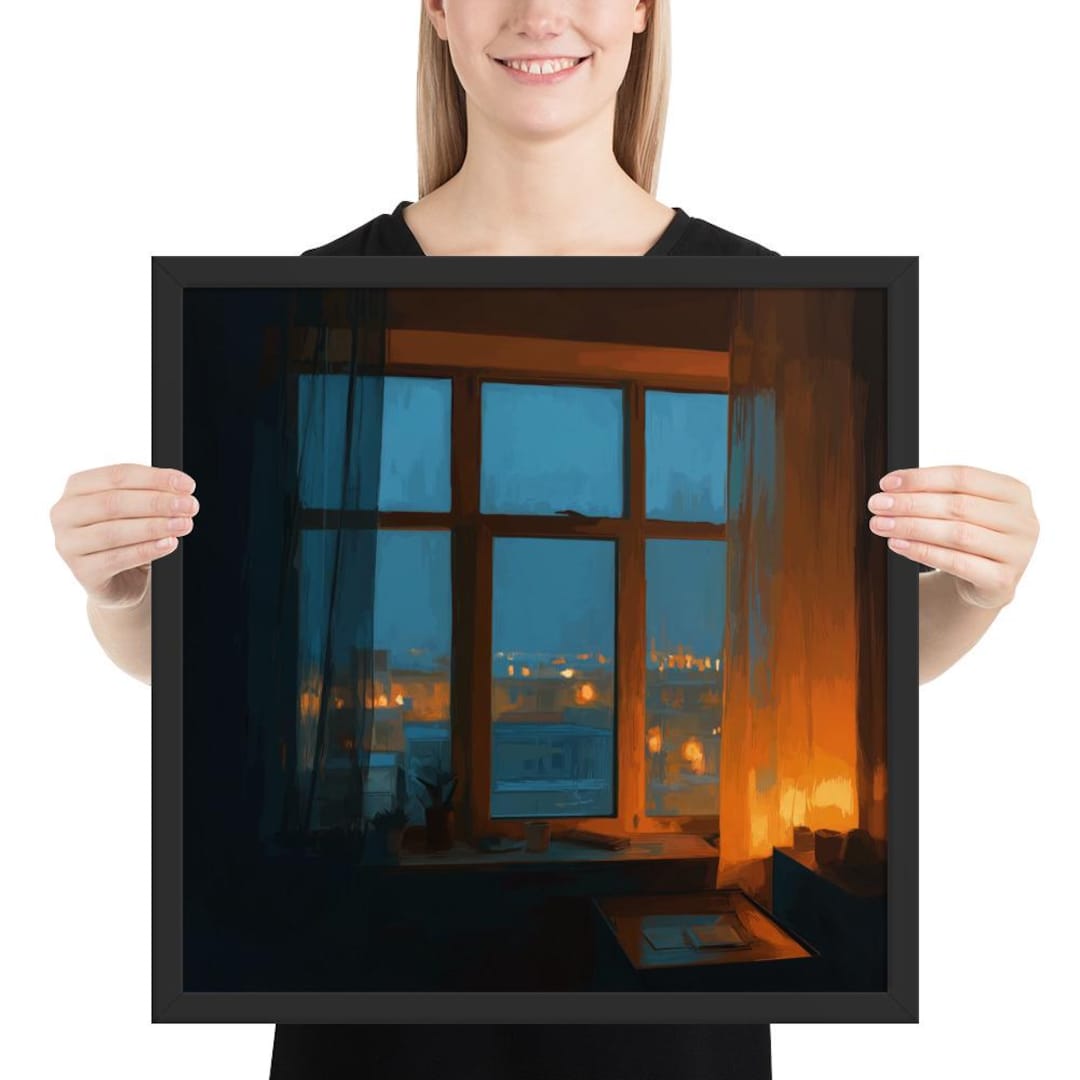 Midnight Window – Framed Wall Art for Dorm Room – Moody Cinematic ...
