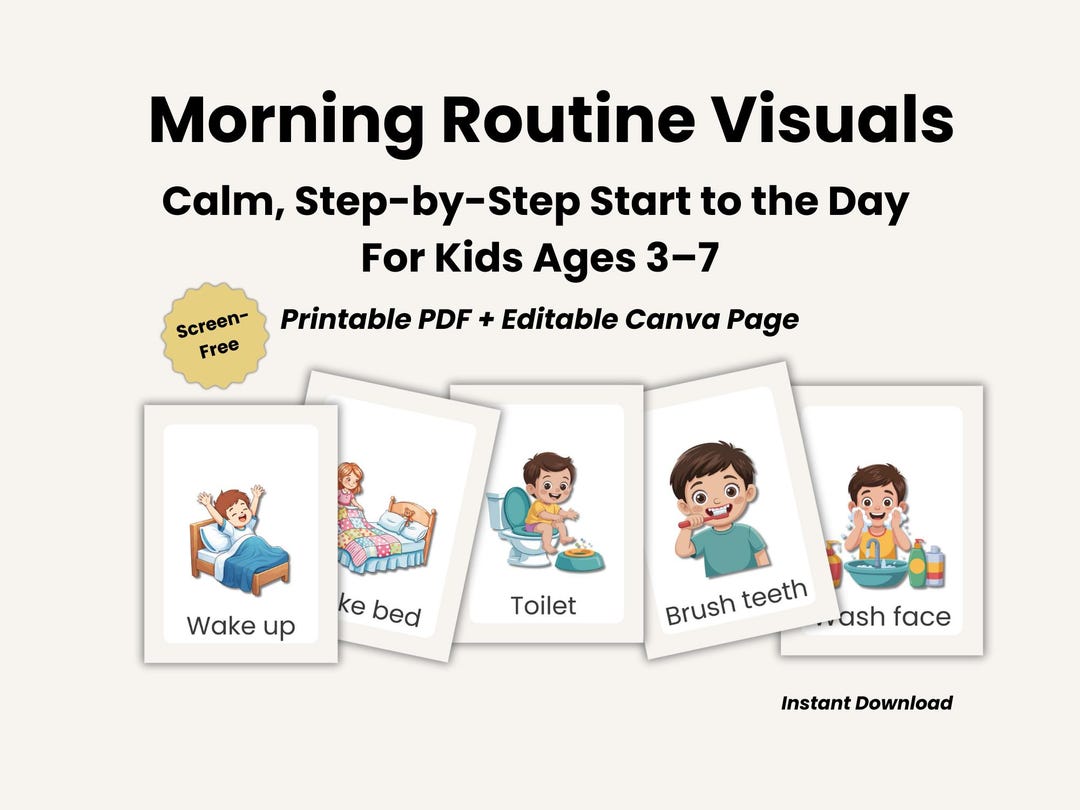 Morning Routine Visual Cards for Toddlers Ages 3-7 (digital Download ...