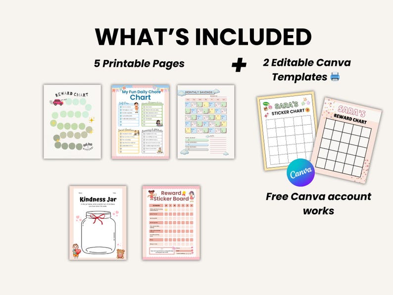 Reward Chart for Kids Printable, Star Chart and Behavior Charts Ages 3 ...