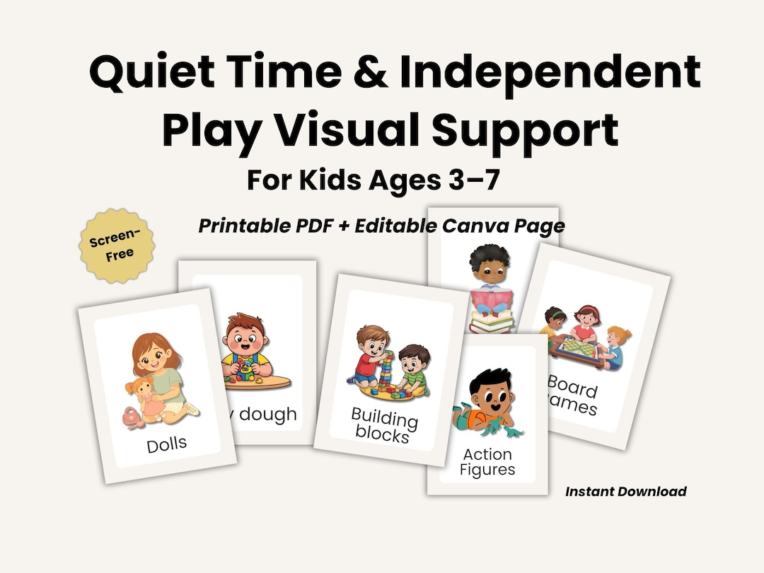 Quiet Time & Independent Play Visual Cards Printable, Kids Routine ...