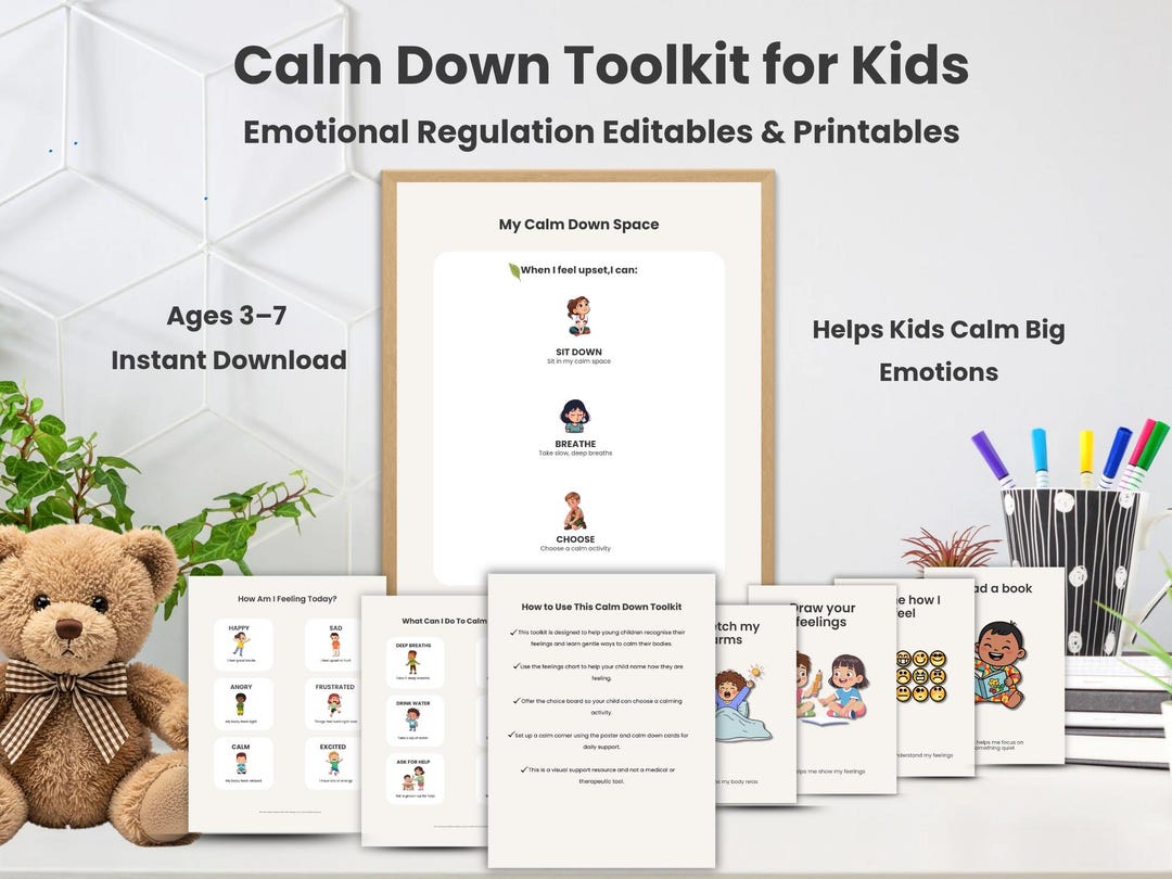 Calm Down Corner Kit for Kids Printable, Emotional Regulation Toolkit ...