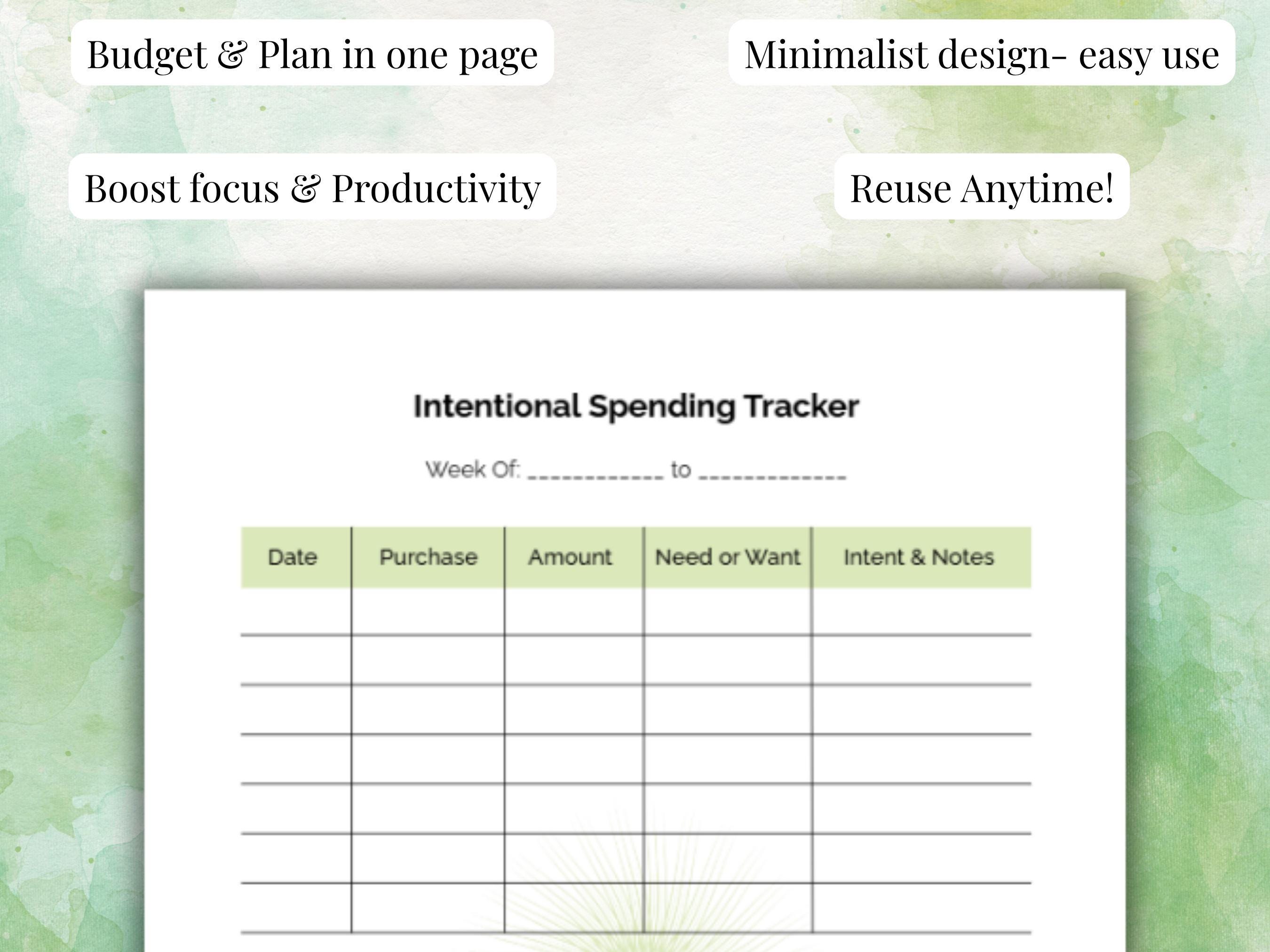 Intentional Spending Tracker | Printable Budget Worksheet | Minimalist ...