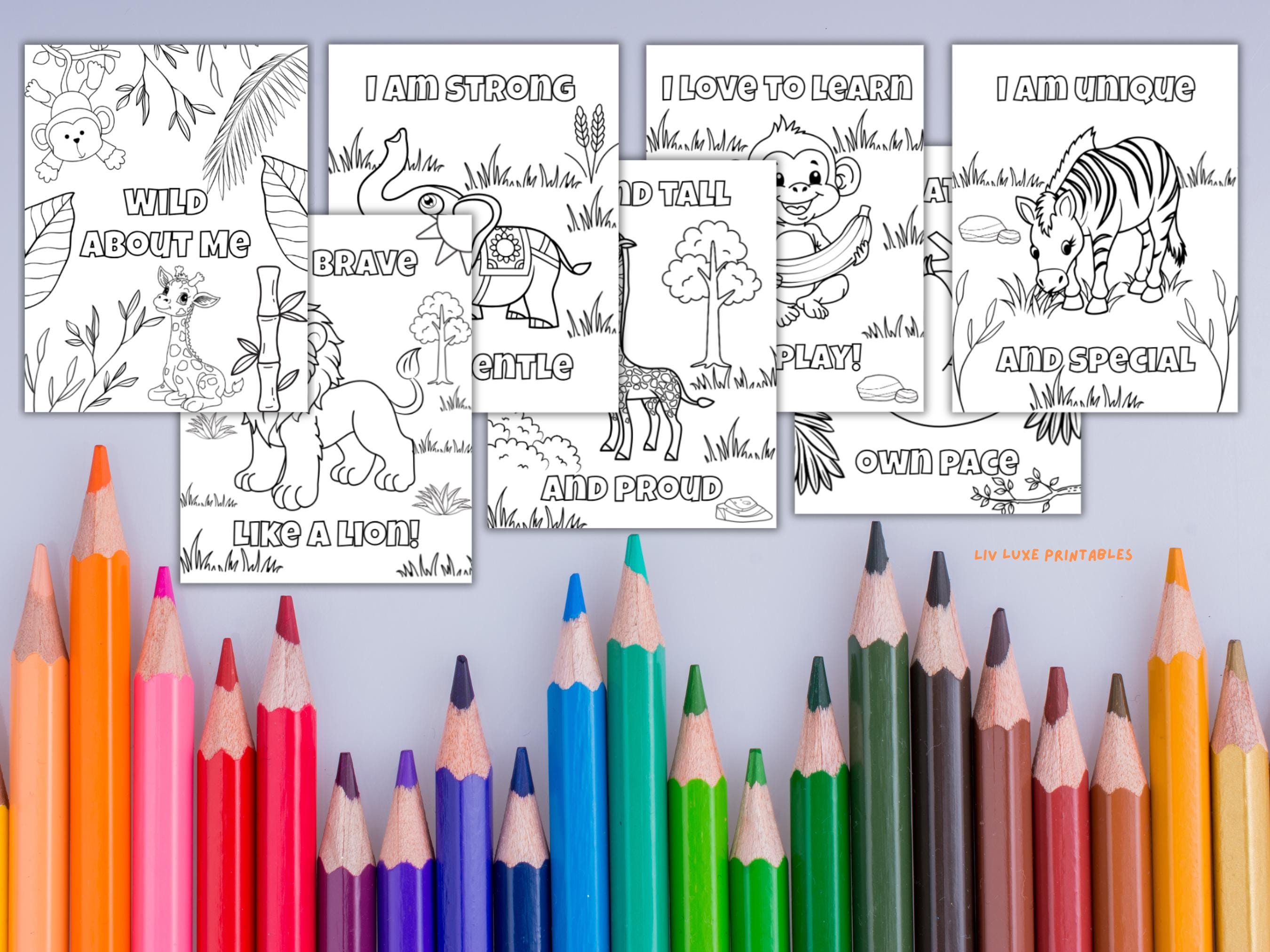 Kids Affirmation Coloring Book - Printable - Animal-themed Positive ...