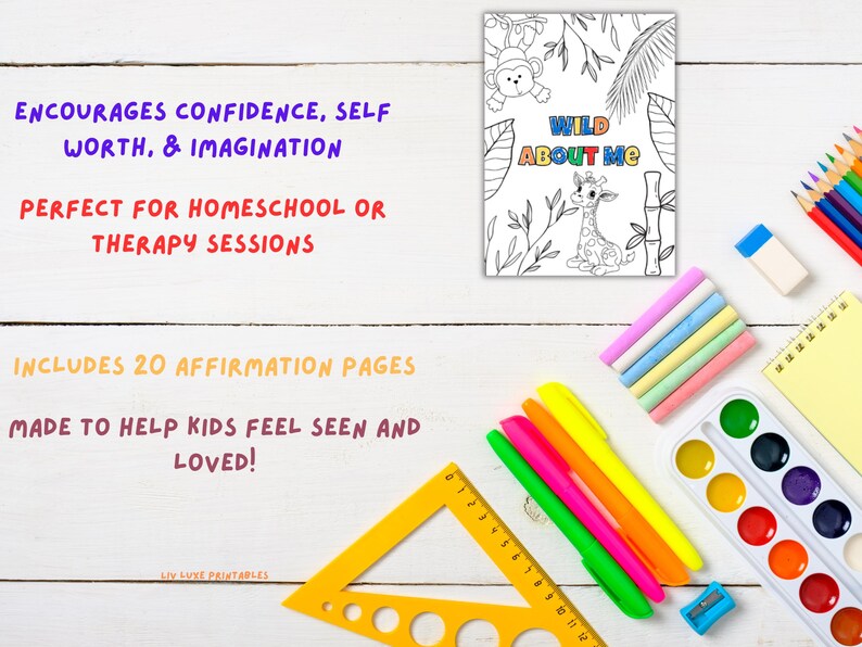 Kids Affirmation Coloring Book - Printable - Animal-themed Positive ...