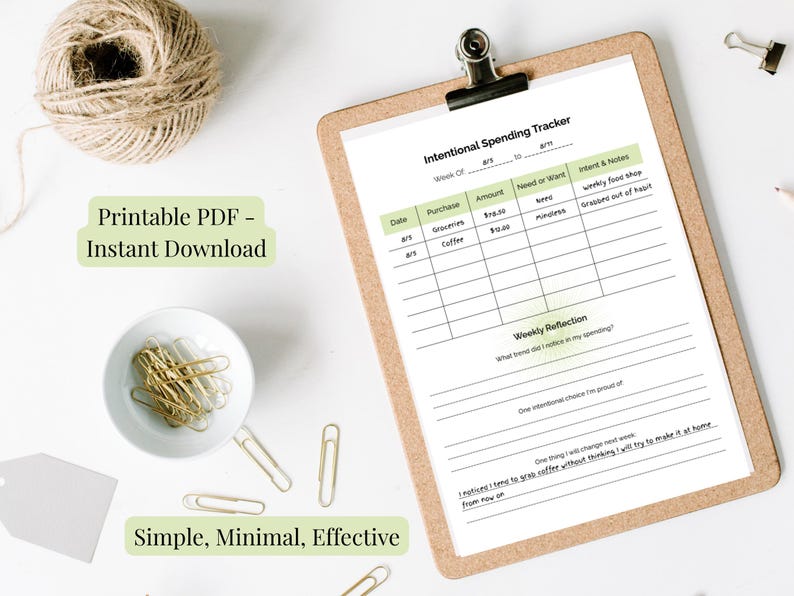 Intentional Spending Tracker | Printable Budget Worksheet | Minimalist ...