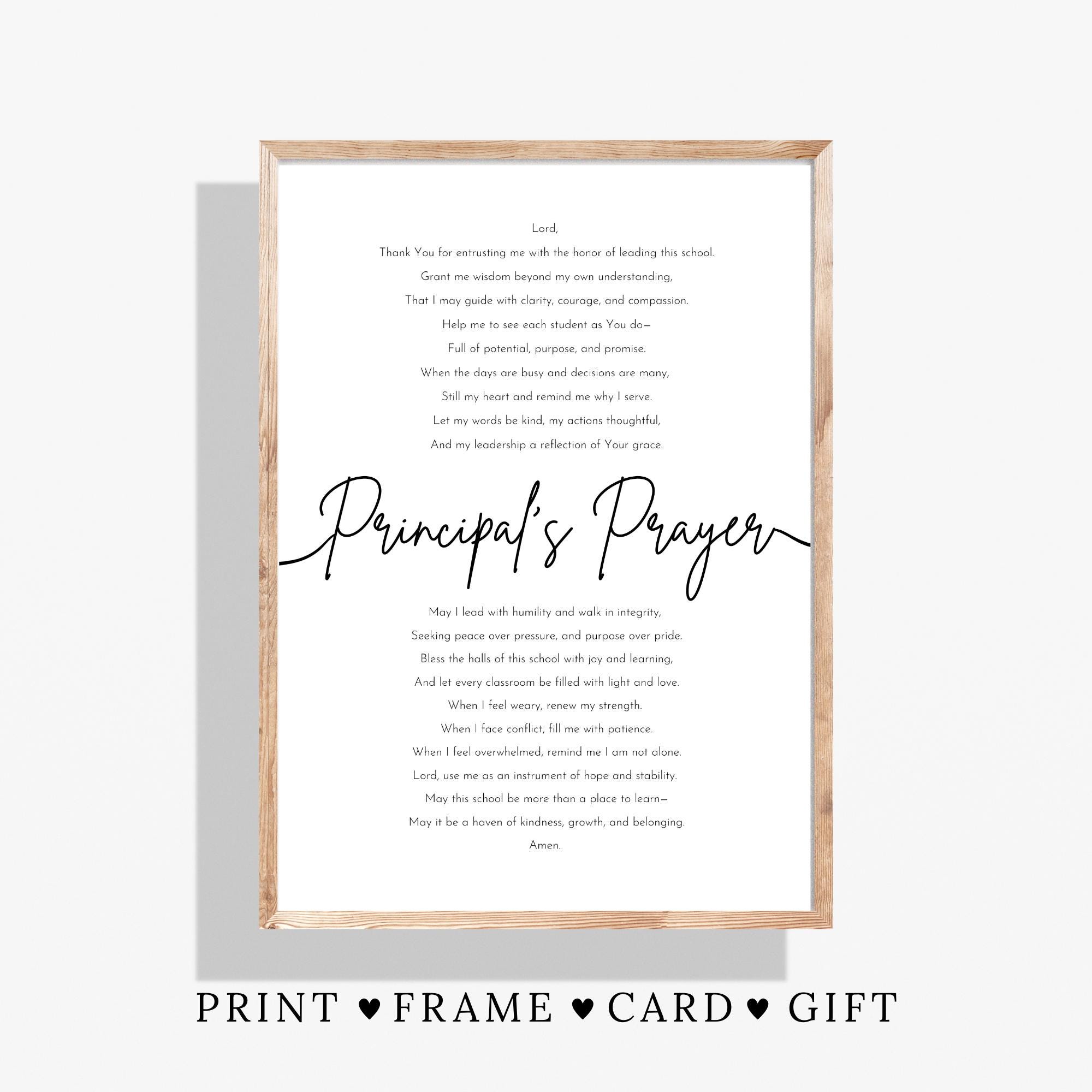 Principal Prayer Printable Wall Art Christian School Principal Gift ...
