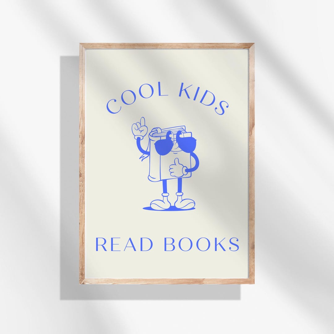 Retro Reading Wall Art Printable, Cool Kids Read More Books Poster for ...