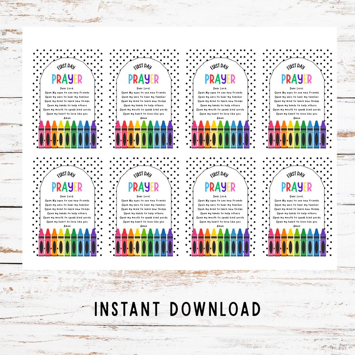 First Day of School Prayer Tag, Sunday School Printable, Religious Tags ...