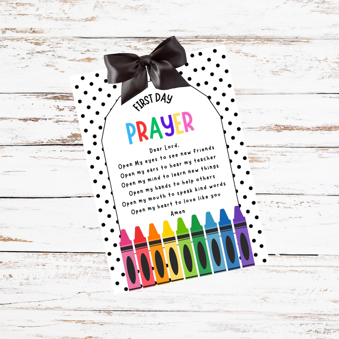 First Day of School Prayer Tag, Sunday School Printable, Religious Tags ...