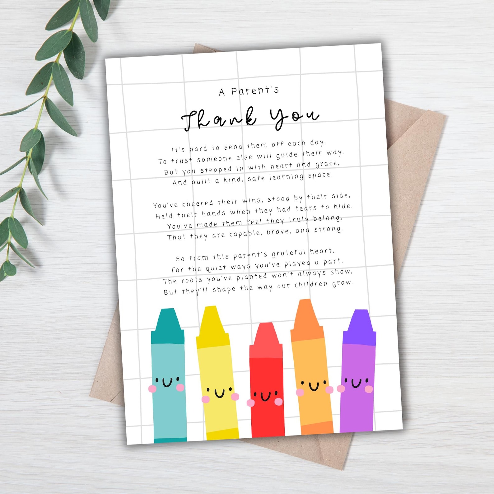 Parent Thank You Card Printable | Appreciation Card From Parents ...