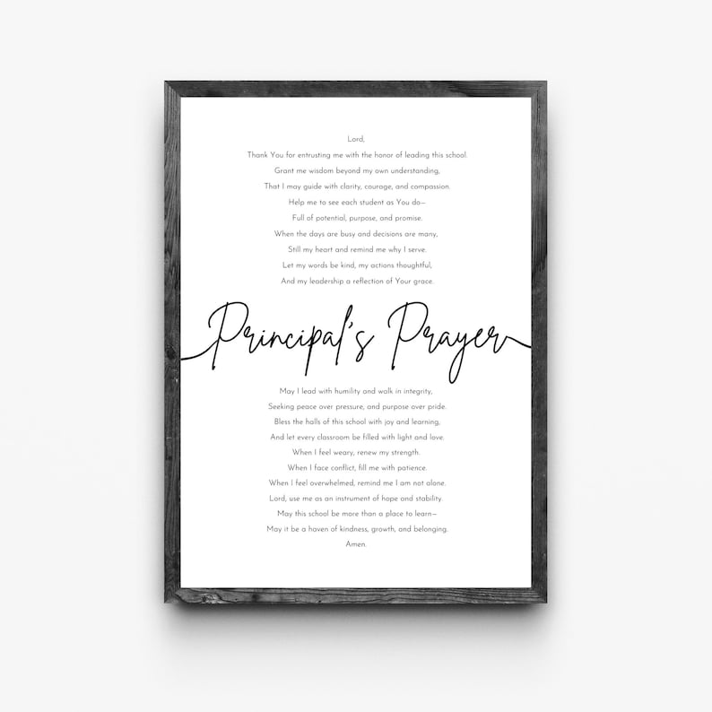 Principal Prayer Printable Wall Art Christian School Principal Gift ...