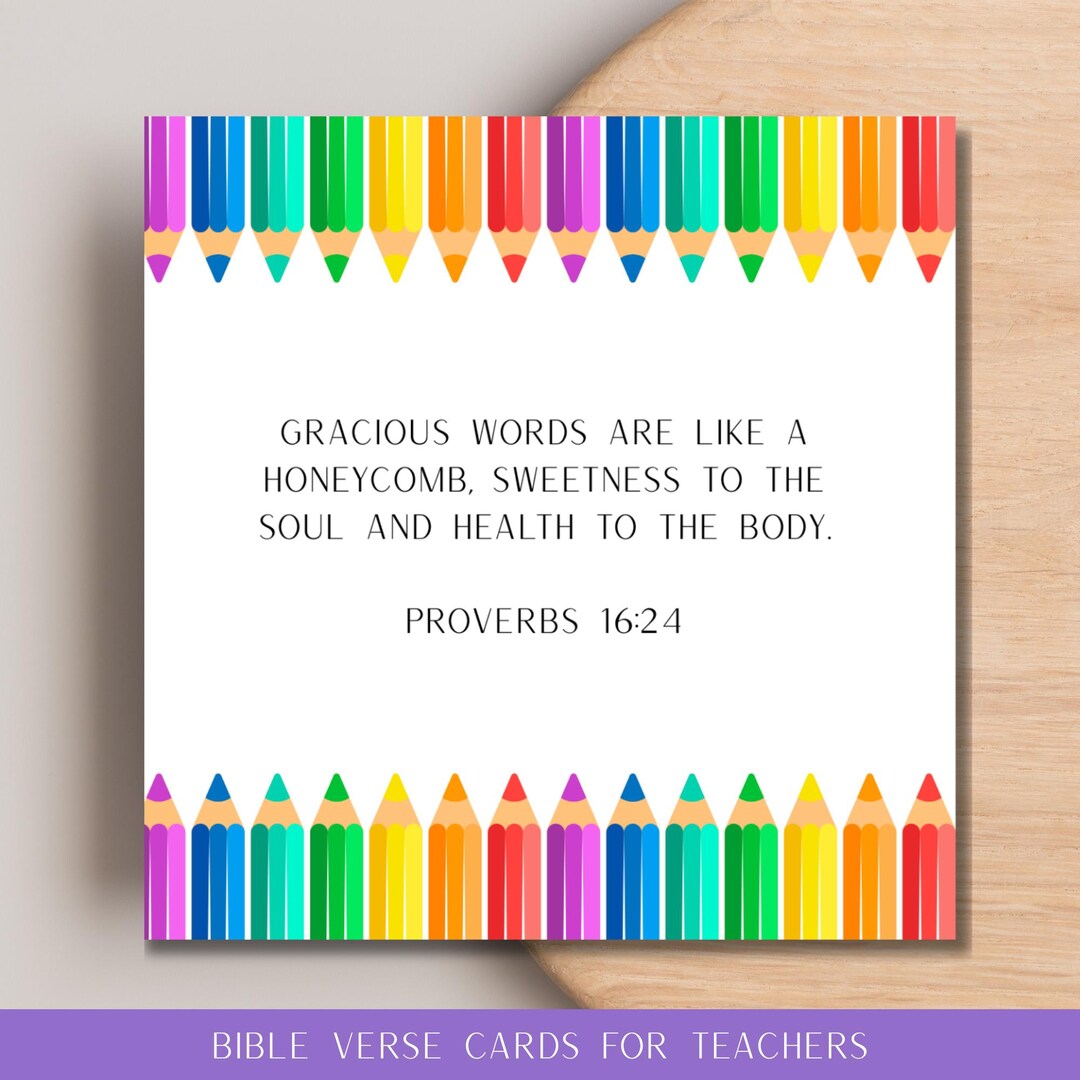 Printable Bible Verse Teacher Cards | Christian Teacher Gift | 4x4 ...