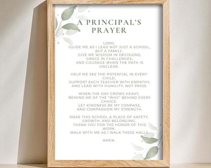 Principal Printable Prayer Wall Art Printable Poem Christian Principal ...