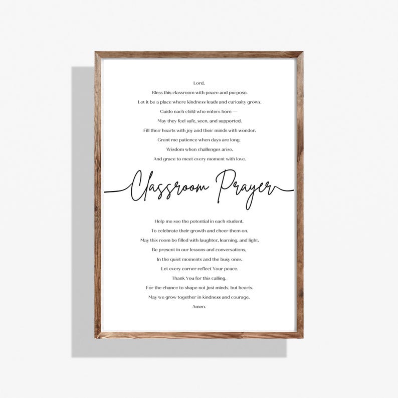 Classroom Prayer Wall Art Printable Christian Teacher Gift Religious ...