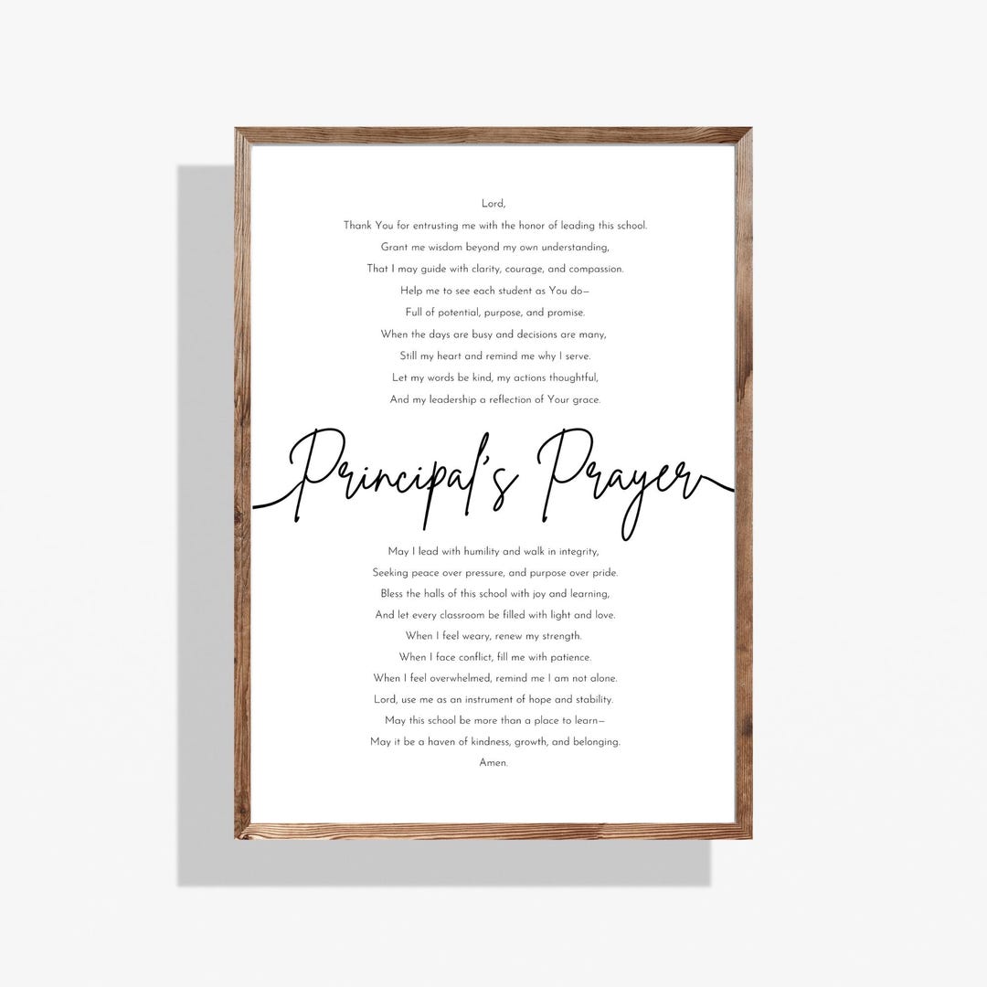 Principal Prayer Printable Wall Art Christian School Principal Gift ...