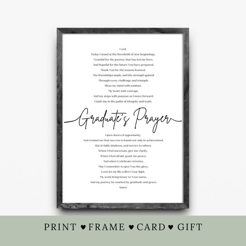 Graduation Prayer Printable | Christian Graduation Gift | Prayer for ...