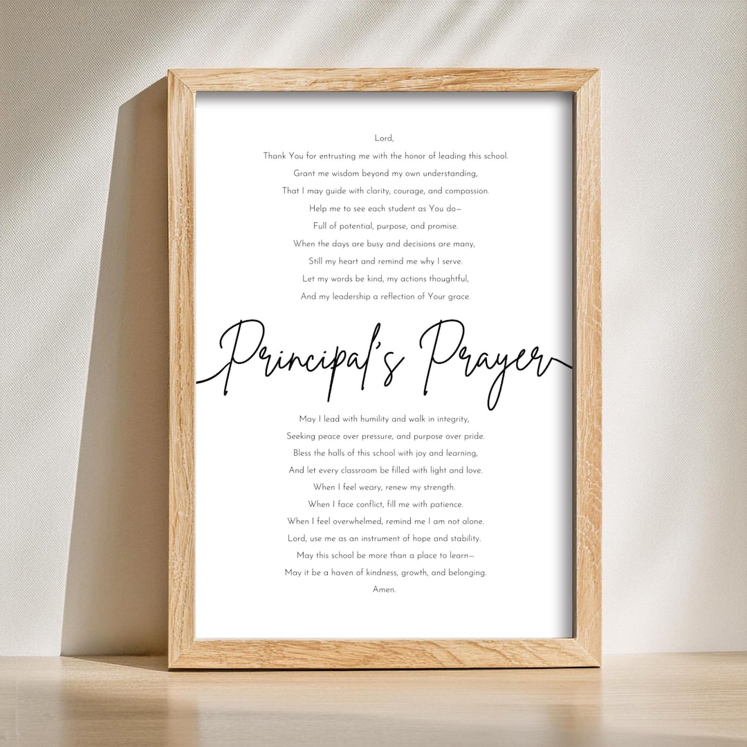 Principal Prayer Printable Wall Art Christian School Principal Gift ...