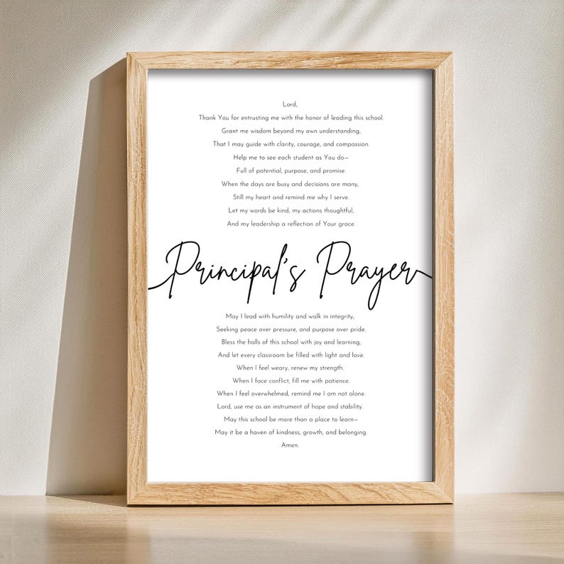 Principal Prayer Printable Wall Art Christian School Principal Gift ...