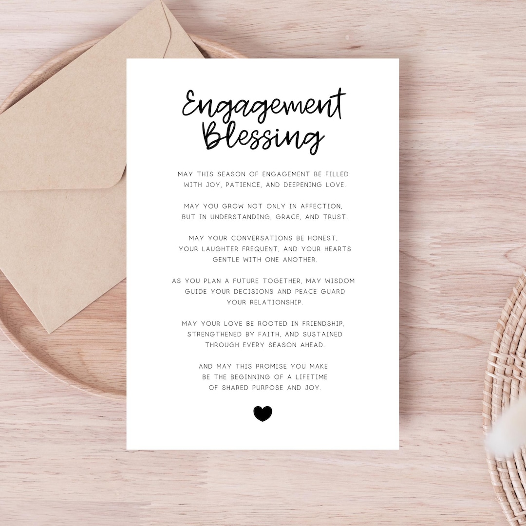 Printable Engagement Blessing Card, Christian Engagement Card, Faith ...