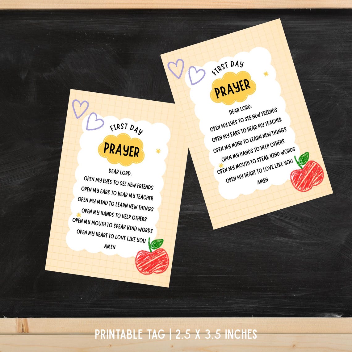 First Day of School Prayer Tag INSTANT DOWNLOAD Sunday School Printable ...