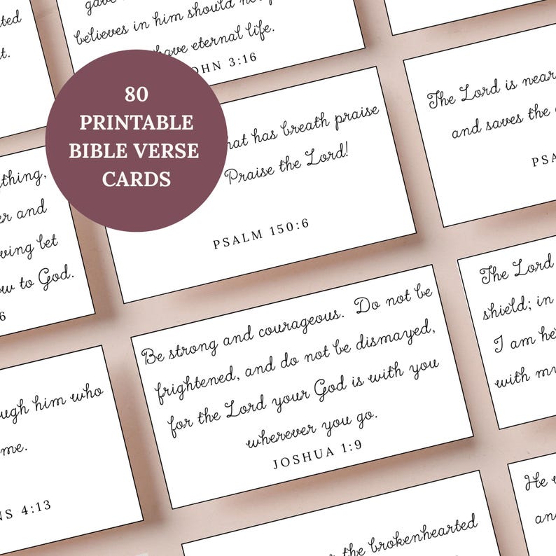 80 Bible Verse Cards Printable | Scripture Cards Printable | Bible ...