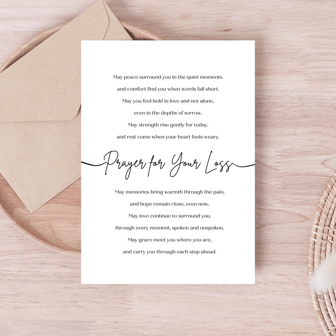 Sympathy Prayer Card Printable, Christian Grief Card, Prayer for Loss ...