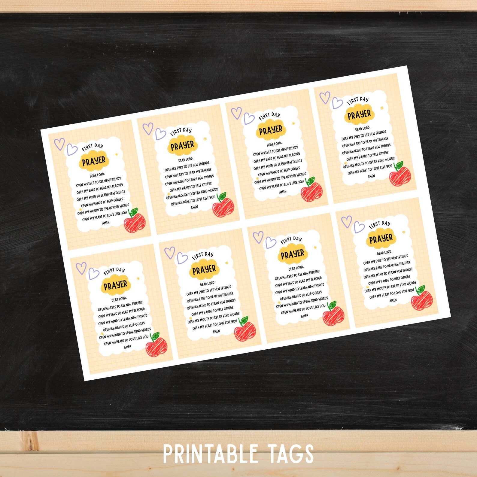 First Day of School Prayer Tag INSTANT DOWNLOAD Sunday School Printable ...