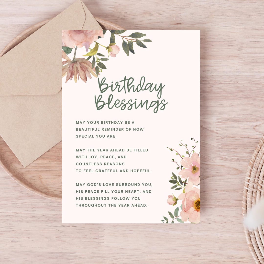 Printable Birthday Blessing Card | Christian Birthday Blessing Digital ...