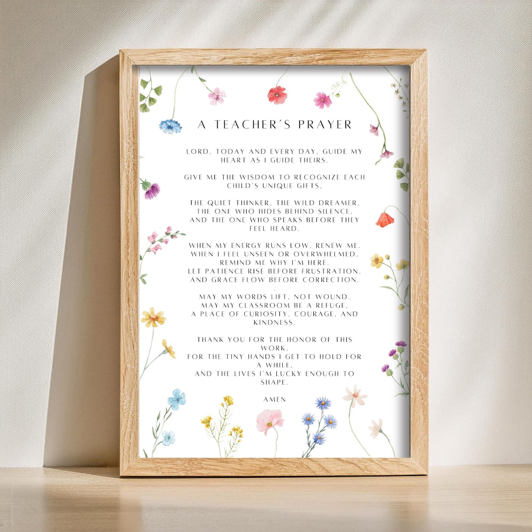 A Teacher's Prayer Printable Digital Download, Teacher Blessing ...