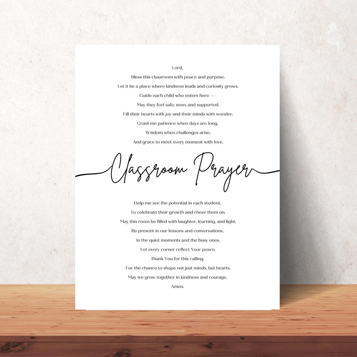 Classroom Prayer Wall Art Printable Christian Teacher Gift Religious ...