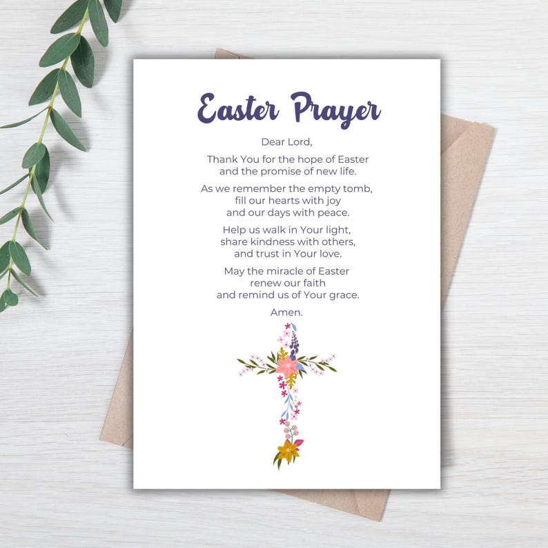 Christian Easter Prayer Card Printable | Religious Easter Card | He is ...