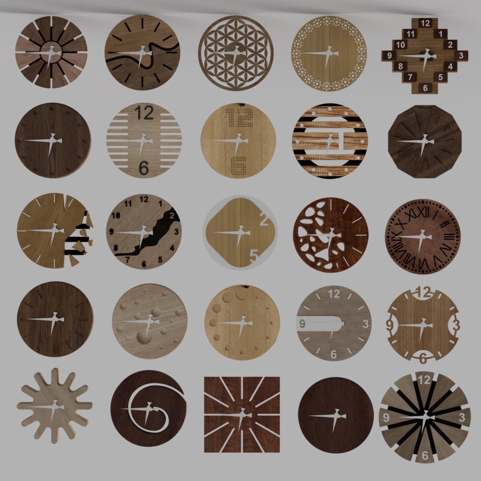 25 Wall Clock Face Templates - Laser Cut & CNC Router Designs Mdf ...