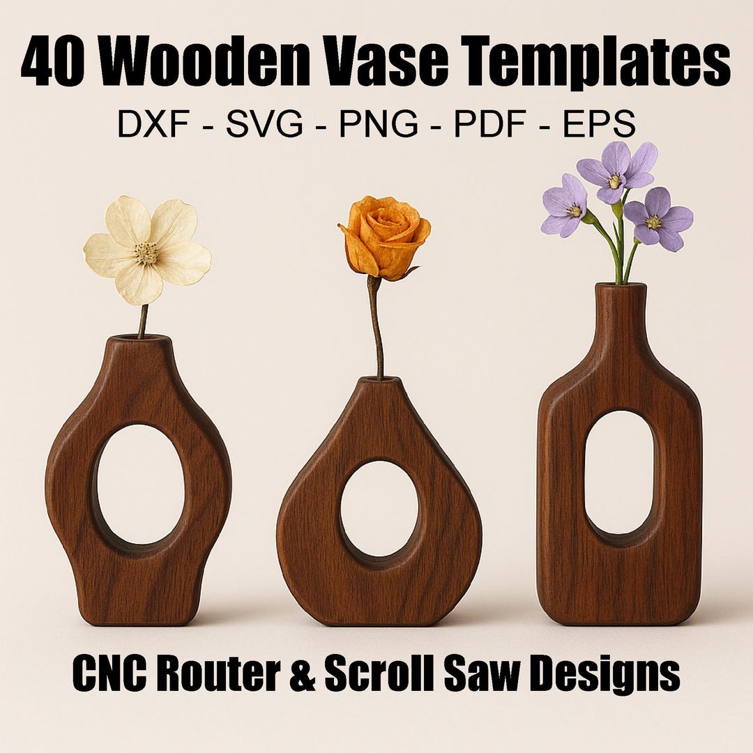 Mini Wooden Vase Templates, CNC Router Scroll Saw Designs (digital ...