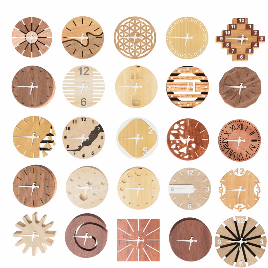 25 Wall Clock Face Templates - Laser Cut & CNC Router Designs Mdf ...