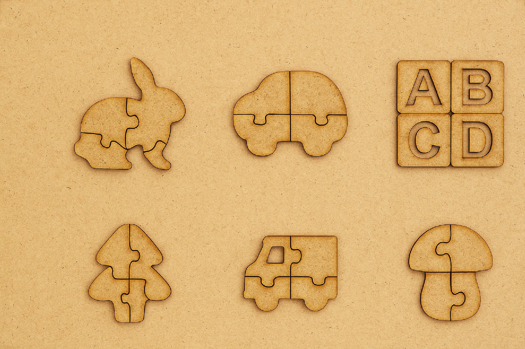 25 Educational Wooden Puzzles - CNC Laser Cut Files - Kids Learning ...
