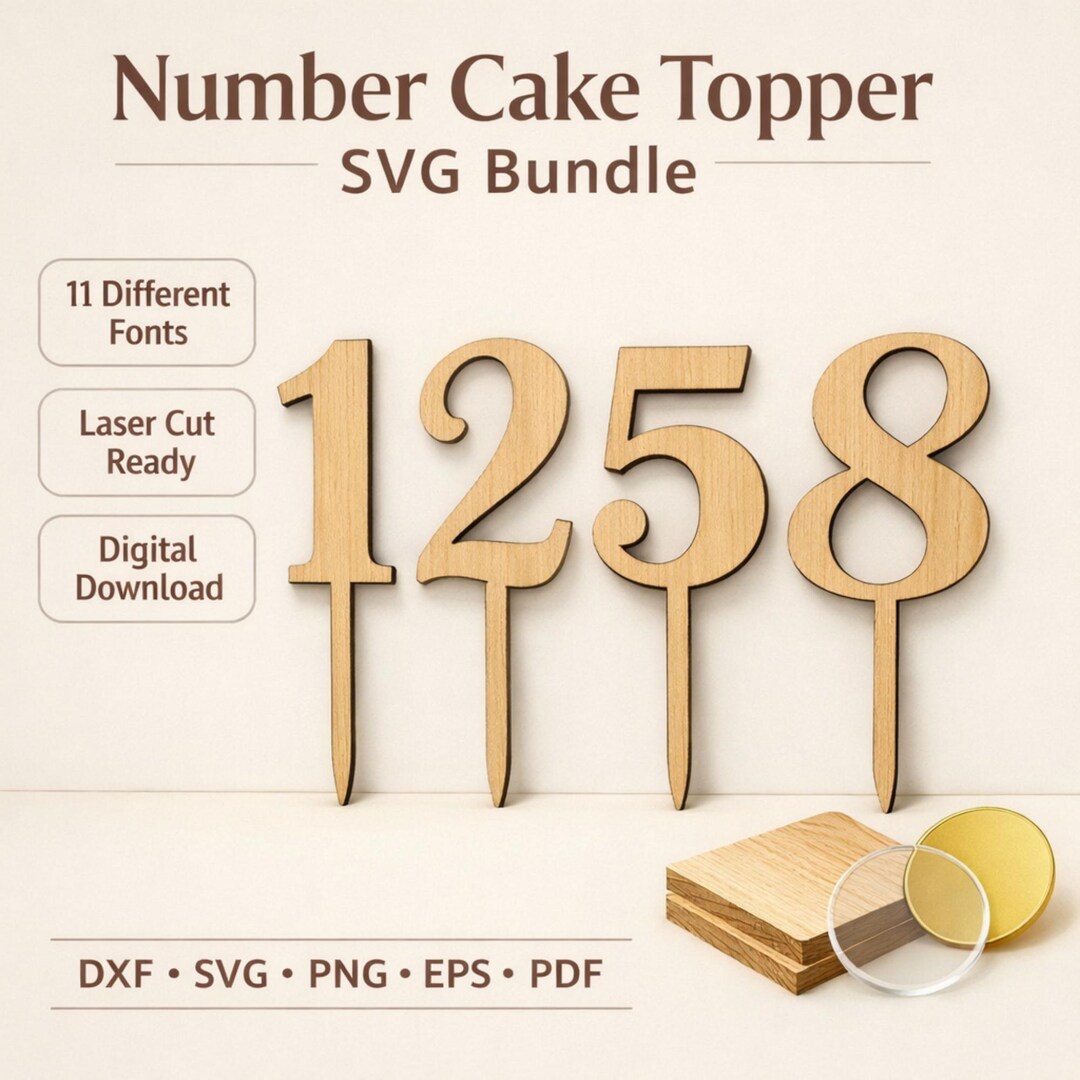 Birthday Cake Topper Numbers, Laser Cut Age Numbers Digital Files - Etsy