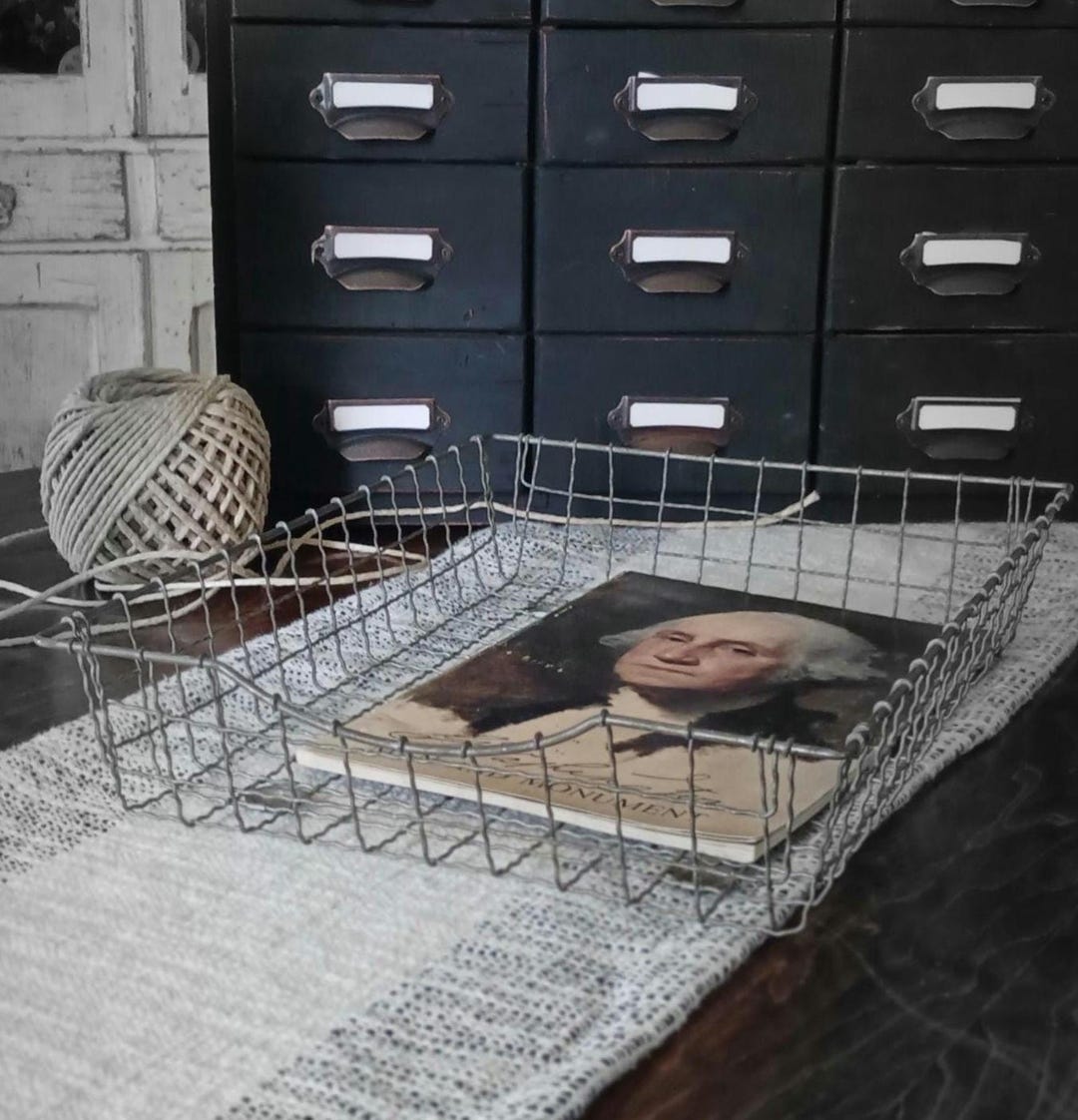 Vintage Crinkle Wire Office Basket - Etsy