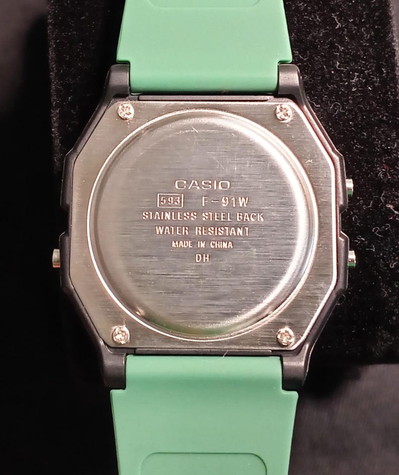 Custom Casio F91W Digital Watch: Green Strap, Display & LED - Etsy