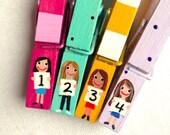 NUMBERED Classroom Clothespins Students Girls Hand Painted | Etsy