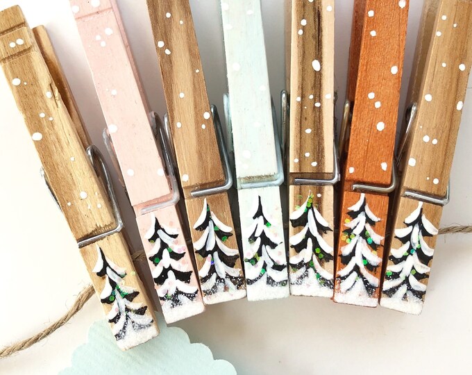 CHRISTMAS CLOTHESPINS Hand Painted Magnetic Clothespins Card - Etsy