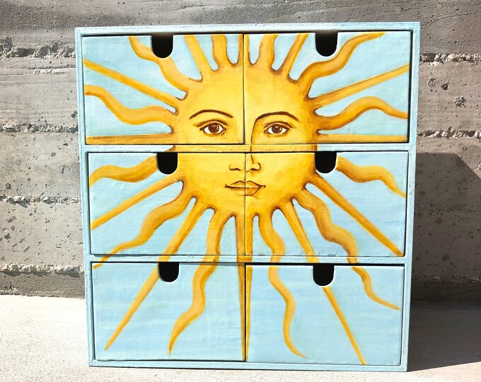 PAINTED SUN CABINET Painted Cabinet Celestial Face of the Sun Hand ...