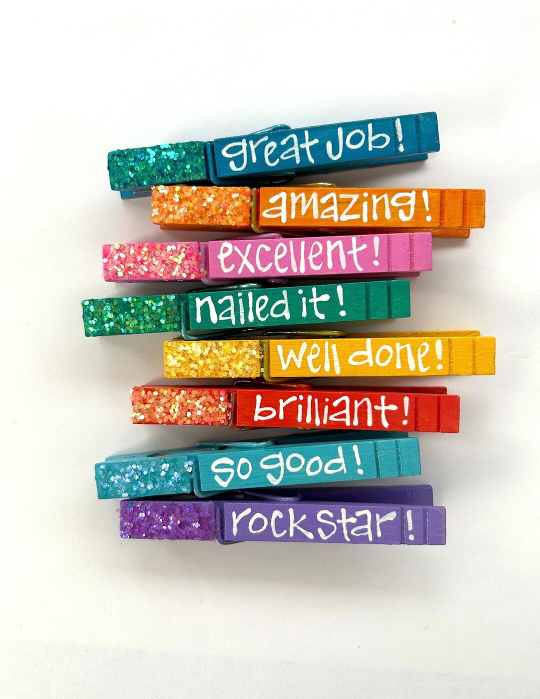 Glitter Clothespin Magnets: Student Reward Pins, Set of 8 - Etsy