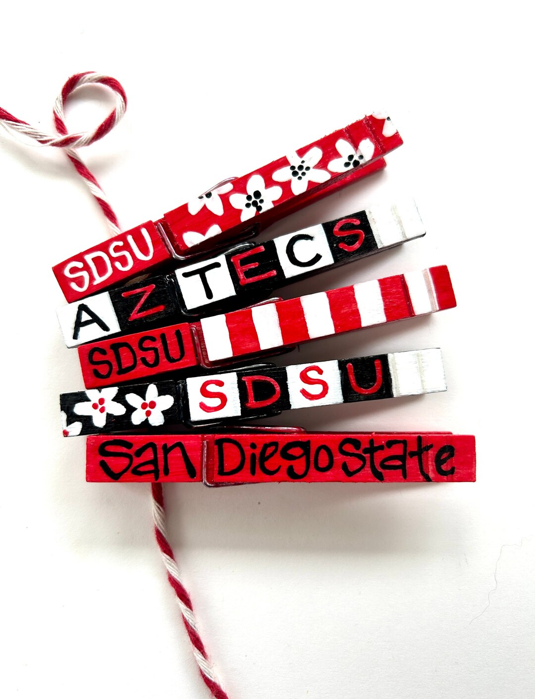 SDSU CLOTHESPINS Red and Black Aztecs Hand Painted Magnets College Chip ...