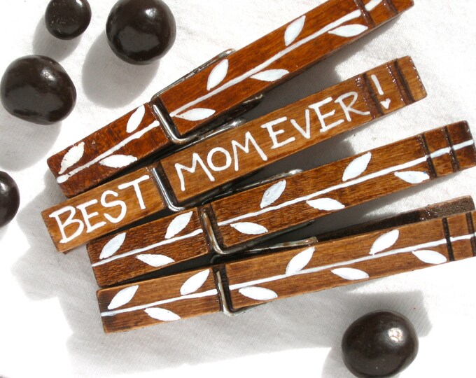 BEST MOM EVER Hand Painted Clothespin Magnets - Etsy
