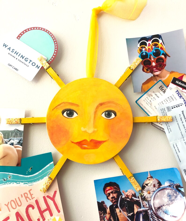 SUN WALL HANGING Photo Holder Sun Face Clothespin Sun Glitter - Etsy