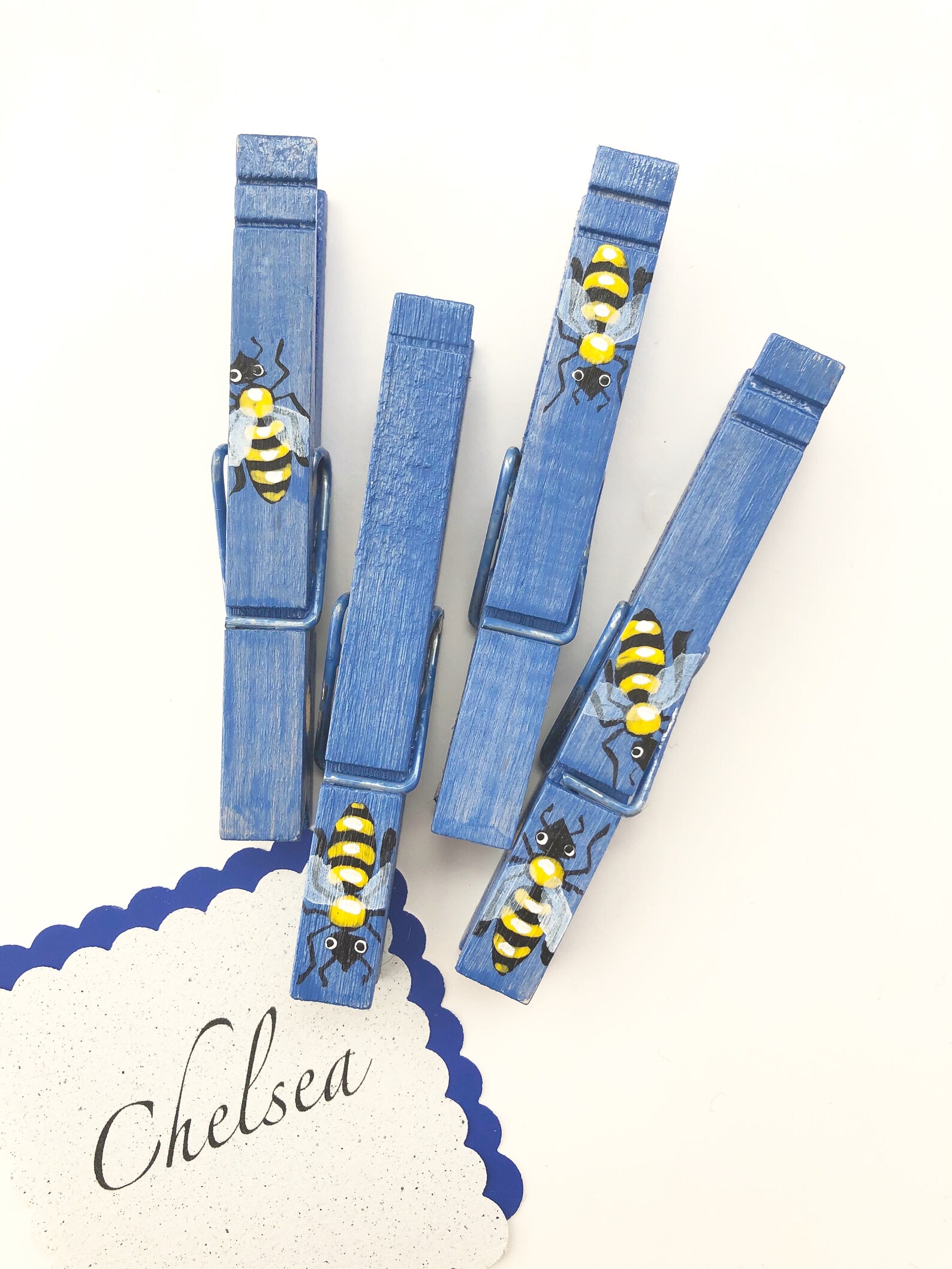 HONEY BEE CLOTHESPINS hand painted magnetic clothespins bees | Etsy