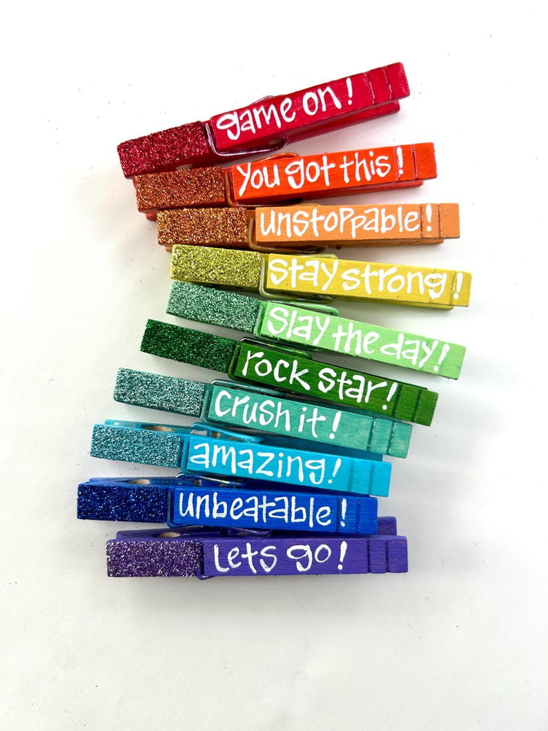 Hand Painted Cheerleading Clothespin Magnets: Glitter Cheer Pins, Set ...