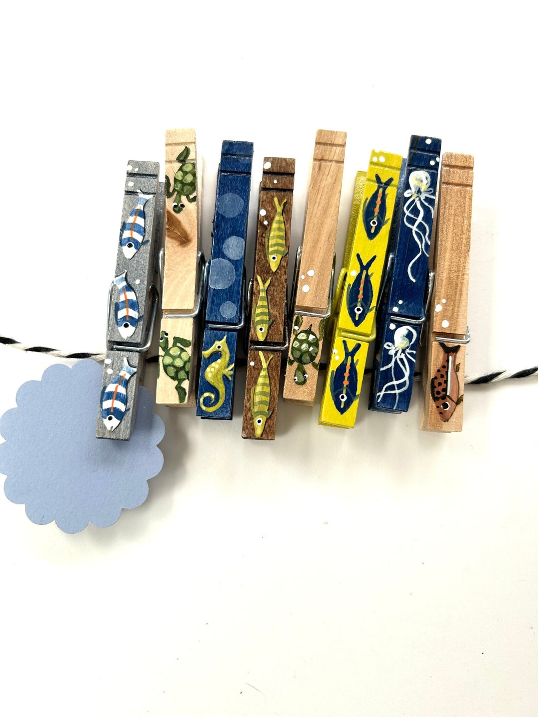 SEA CREATURE Clothespins Hand Painted Magnetic Wooden Clothespin ...